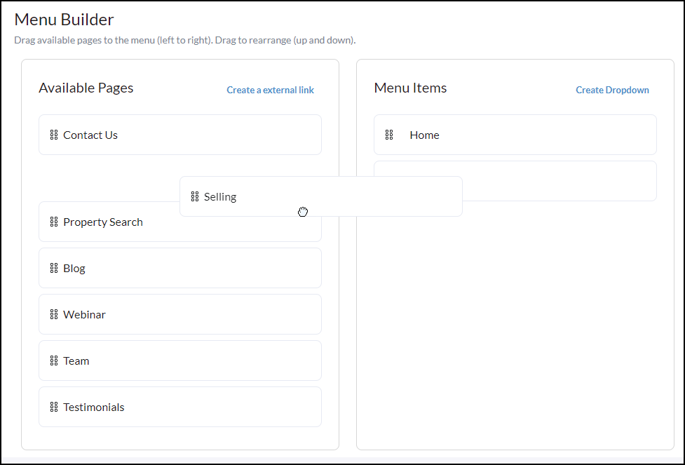 Managing Your Website Menu – intelliAgent