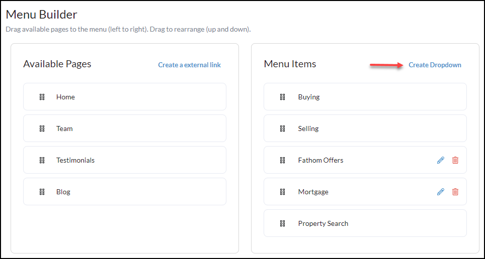 Create Menu Dropdowns Intelliagent