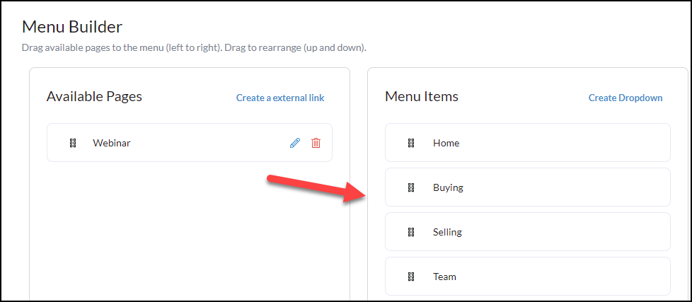 How to create an external link in the website menu – intelliAgent