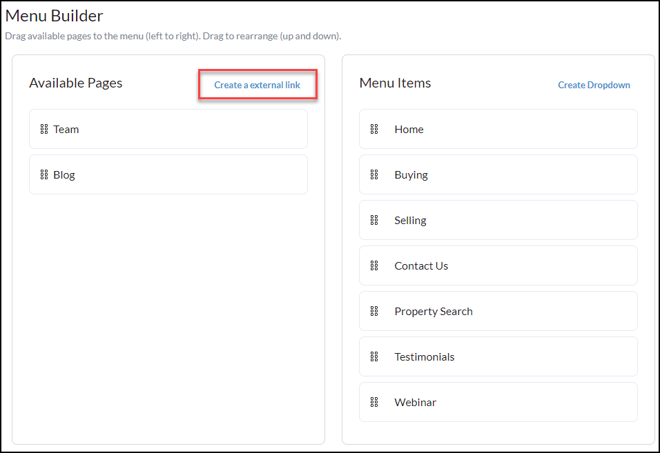 How to create an external link in the website menu – intelliAgent How to create an external link in the website menu – intelliAgent