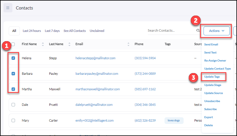 Creating Tags for Contacts – intelliAgent