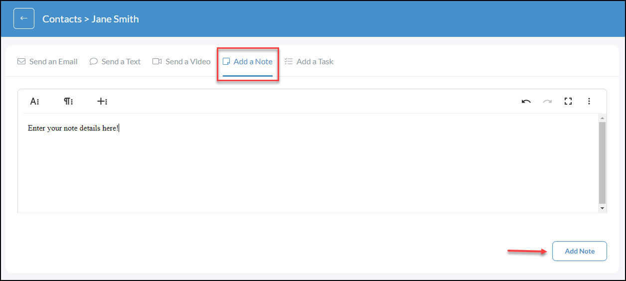 Add notes to a contact – intelliAgent