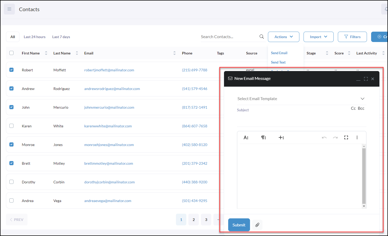 Send a Bulk Email from your list of contacts – intelliAgent